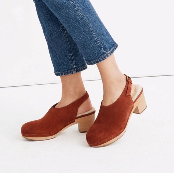 Madewell | Shoes | Madewell Marlo Slingback Clog Shearling Lined Nubuck ...